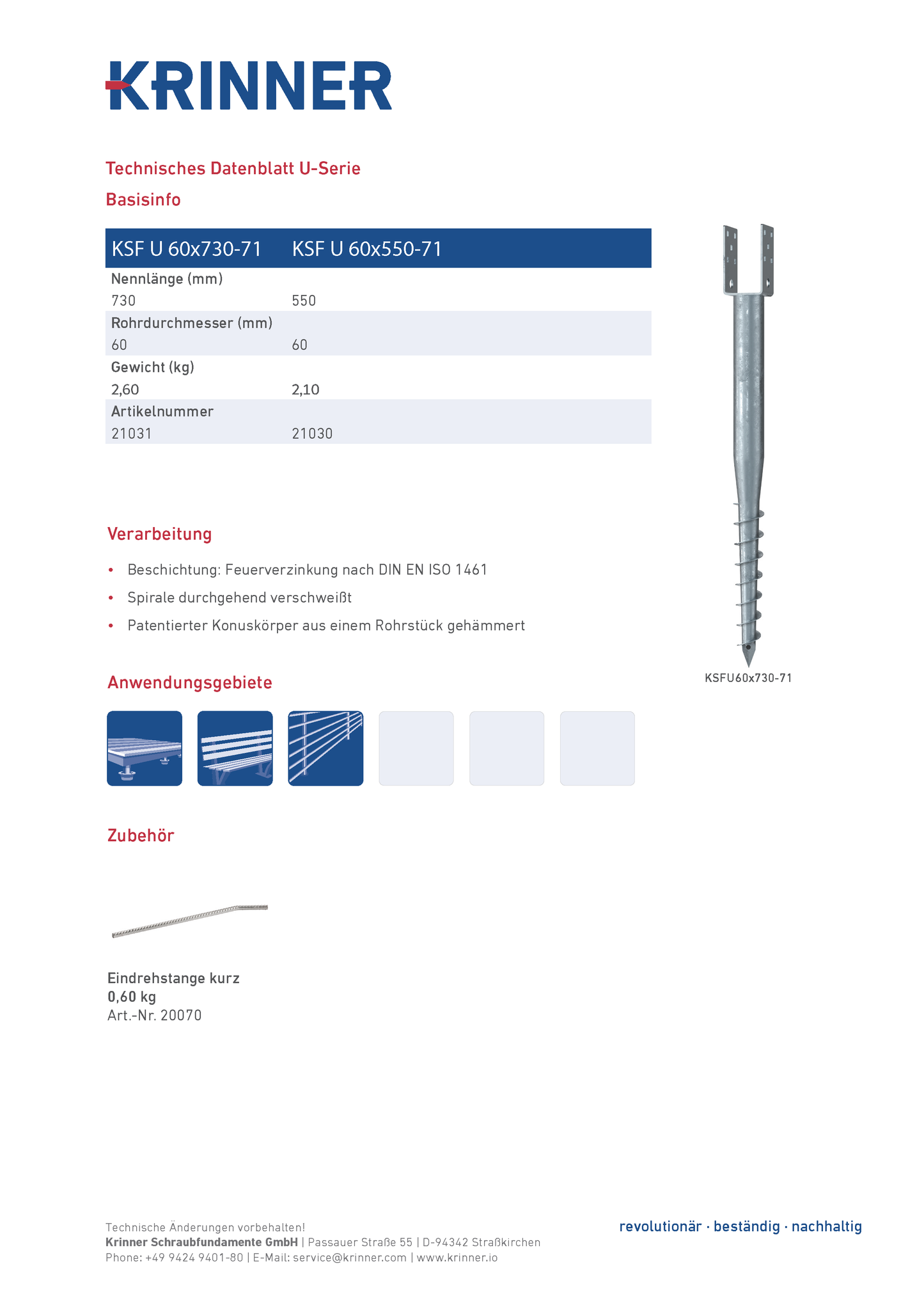 8 Stück: U 60x730-71 – Krinnerscrews.io